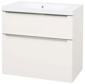 Mereo, Mailo, koupelnová skříňka s umyvadlem z litého mramoru 81 cm, bílá, chrom madlo CN511M
