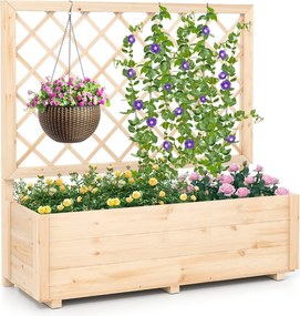 Costway Květinový truhlík s mřížovým vyvýšeným lůžkem s mříží – 98 × 35 × 101 cm