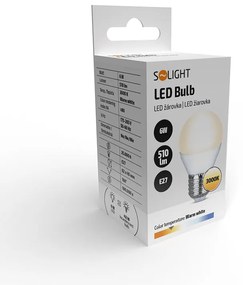 SOLIGHT LED žárovka miniglobe matná P45 6W, E27, 3000K, 510lm