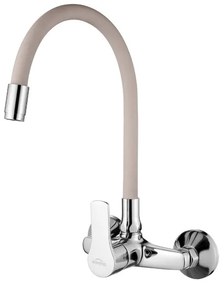 Invena Verso, nástěnná kuchyňská baterie 150mm s elastickým ramenem, béžová-chromová, INV-BC-82-E3S-L
