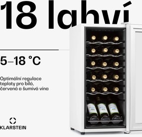 Klarstein Shiraz 18 Slim Uno, vinotéka, 50 l/18 lahví, 5-18 °C, dotykové ovládání