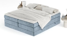 Modrá boxspring postel s úložným prostorem/bez čela 200x200 cm Juniper – Maison de Rêve