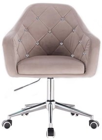 LuxuryForm DESIGN Křeslo ROMA VELUR na stříbrné podstavě s kolečky - světle šedé