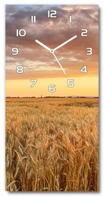 Wallmuralia Nástěnné skleněné hodiny Pole pšenice 30x60 cm