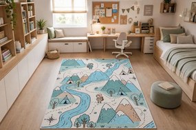 Dětský koberec protiskluzový BAMBINO 61590 krémový / modrý