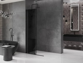 Mexen Velar L, posuvná sprchová zástěna Walk-in 100 x 200 cm, 8mm šedé sklo, černá matná, 871-100-003-43-70