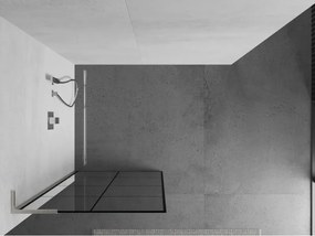 Mexen Kioto L, sprchová zástěna Walk-In 70 x 200 cm, 8mm čiré sklo černý vzor, ​​broušená ocel profil, 800-070-103-97-77