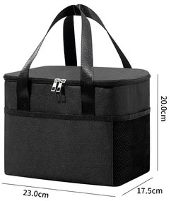 Termotaška na jídlo LUNCH BOX, černá, nepromokavý materiál, 23x20x17,5 cm