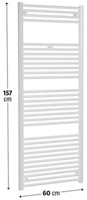 German Elektrický koupelnový radiátor / 813 W / 60 x 157 cm / 0-110 °C / bílá