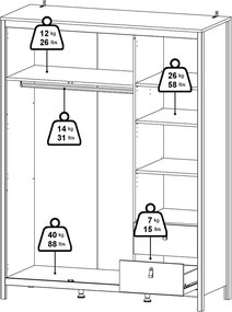 Bílá šatní skříň se zrcadlem 150x199x58 cm Madrid – Tvilum
