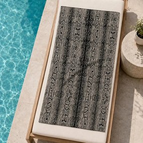 SCANquilt plážová osuška VELUR hadí kůže černobéžová 100 x 170 cm