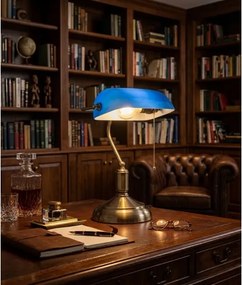 BRILAGI - Stolní lampa BANK OFFICE 1xE27/60W/230V mosaz/modrá