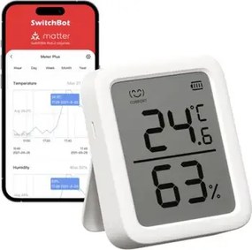 SwitchBot Thermometer Plus / chytrý teploměr a vlhkoměr / baterie 2x A