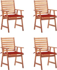 vidaXL Zahradní jídelní židle s poduškami 4 ks masivní akáciové dřevo [3078331] Barva: Zelená