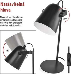 EMOS Černá stolní lampa Nina pro žárovku E27 Z7642B