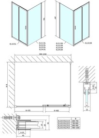 Polysan EASY LINE obdélníkový sprchový kout 1000x800mm, čiré sklo L/P varianta EL1015EL3215