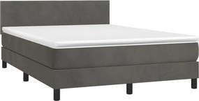 Box spring postel s matrací tmavě šedá 140x200 cm samet 3141186