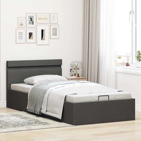 Rám postele s úložným prostorem LED tmavě šedý textil 90x200 cm 285600