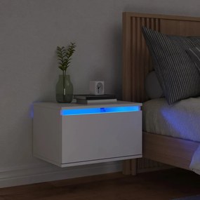 Nástěnný noční stolek s LED osvětlením bílý - Default Title