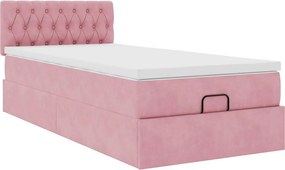 Osmanský rám postele s matrací růžová 80x200cm samet 3311812