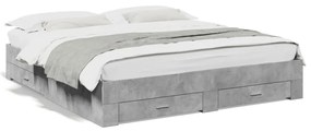 Rám postele se zásuvkami betonově šedý 200 x 200 cm kompozit