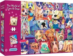 GIBSONS Puzzle Svět koček a psů / 1000 dílků / 68 x 49 cm