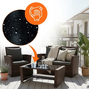 Velaco Ratanový zahradní nábytek Lagos, 4 osoby, hnědý