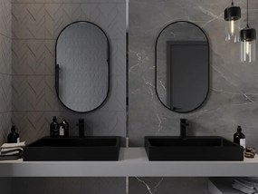 Mexen Loft oválné koupelnové zrcadlo 85 x 50 cm, černý rám - 9851-085-050-000-70