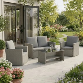 Zahradní sedací souprava AZS-A1523 GREY, polyratan, šedá (114 x 63) cm