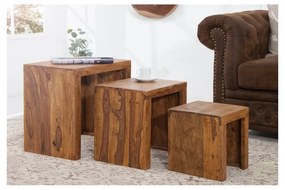 Massive home | 3Set odkládací stolek Makassar 45 cm masiv palisandr