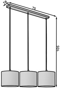 Eltap Moderní závěsné osvětlení Vespillo 3 line, 18x75x105cm bílá/zlatá