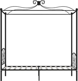 Rám postele s nebesy černý kovový 90 x 200 cm 284474