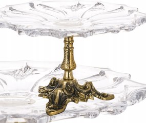 Podnos na nožce, prémiový podnos z mosazi, sklo, staré zlato