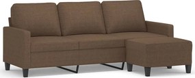 3místná pohovka s podnožkou hnědá 180 cm textil 3201040