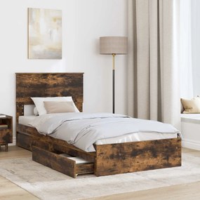 Postel s úložným prostorem se zásuvkou Kouřový dub 75 x 190 cm 3408512