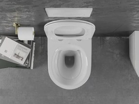 Mexen Lena wc mísa Rimless s pomalu klesající slim deskou, duroplast, bílá/zlatá linie - 30224005