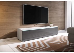 TV stolek Dlone 140, Barva: bílá + šedý lesk, Osvětlení: bez osvětlení Mirjan24 5903211072666