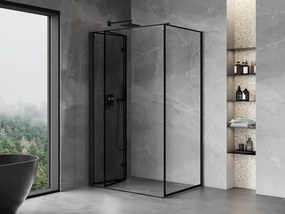 Mexen Mist-F T, 1-křídlý ​​skládací sprchový kout levý 70 x 85 cm, čiré sklo-černý rám, 8A6T-070-085-70-70-L