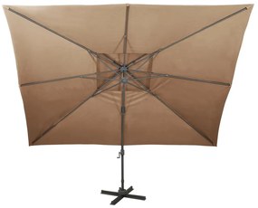 vidaXL Marketos Boční zahradní slunečník s dvojitou stříškou taupe 400 x 300 cm