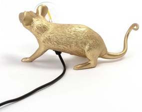 LED deko stolní lampa Mouse Lamp USB ležící zlatá