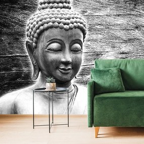 Tapeta socha Budhy černobílá - 225x150 cm