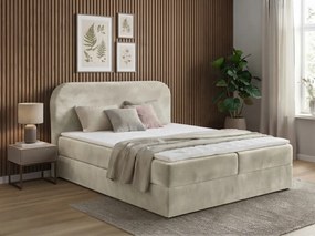 Čalouněná postel boxspring FORENA 140x200 cm krémová Matrace: Matrace Bonell pružinová