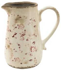 Béžový keramický džbán s jemnými kvítky Flerrié - 16*11*18 cm