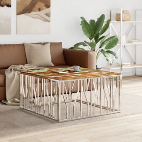 vidaXL Konferenční stolek nerezová ocel a recyklované dřevo [350070] Barva: Vícebarevný