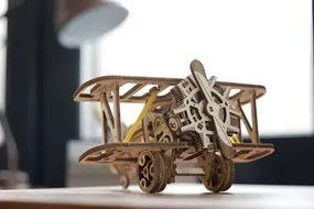 UGEARS 3D dřevěná mechanická skládačka Mini dvojplošník / od 8 let / O