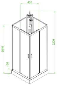 BPS-koupelny Hydromasážní box HYD-LI90, 90x90 cm, černá/transparent
