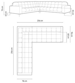 MUZZA Rohová pohovka Mamaia 256 cm samet tmavě modrá