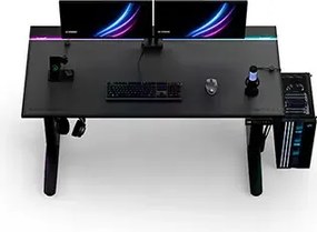ULTRADESK Vortex černá / Herní stůl / 140,5 x 70 cm / 72-122 cm / nast