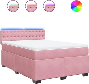 Box spring postel s matrací růžová 140x200 cm samet 3288647
