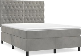 Box spring postel s matrací světle šedá 140x190 cm samet 3143199